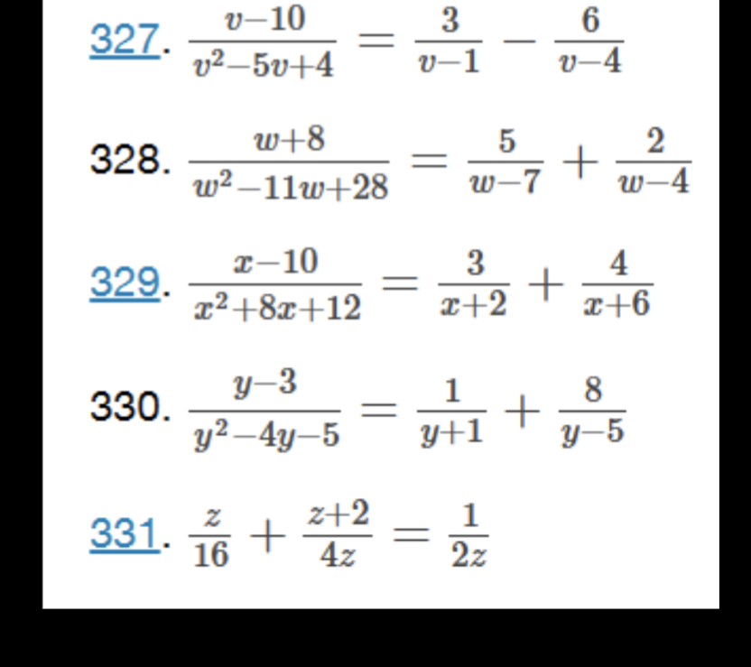 Solved 327⋅v2−5v+4v−10=v−13−v−46 328. w2−11w+28w+8=w−75+w−42 | Chegg.com