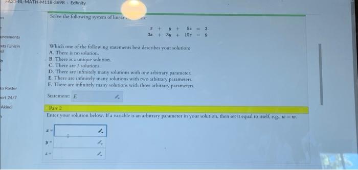23 FA23-BL-MATH-M118-3698 > Edfinity uncements exts | Chegg.com