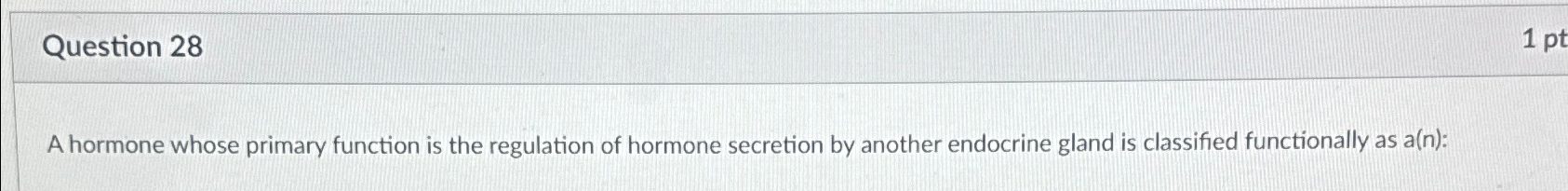 Solved Question 28A hormone whose primary function is the | Chegg.com