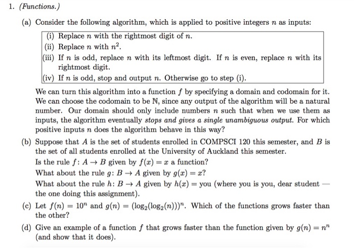 Solved 1. (Functions.) (a) Consider the following algorithm, | Chegg.com