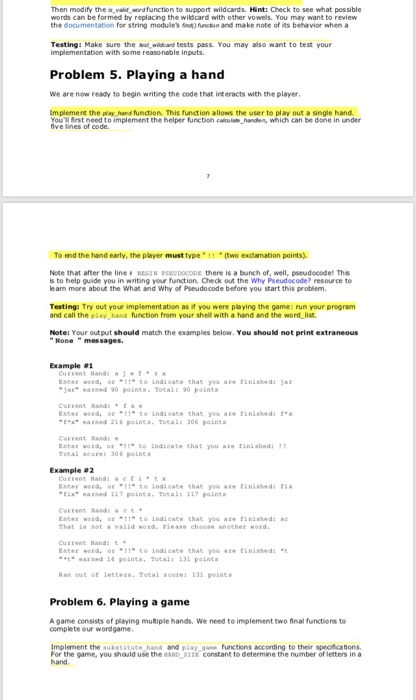 Programming Assignment 3 Word Game In this problem | Chegg.com