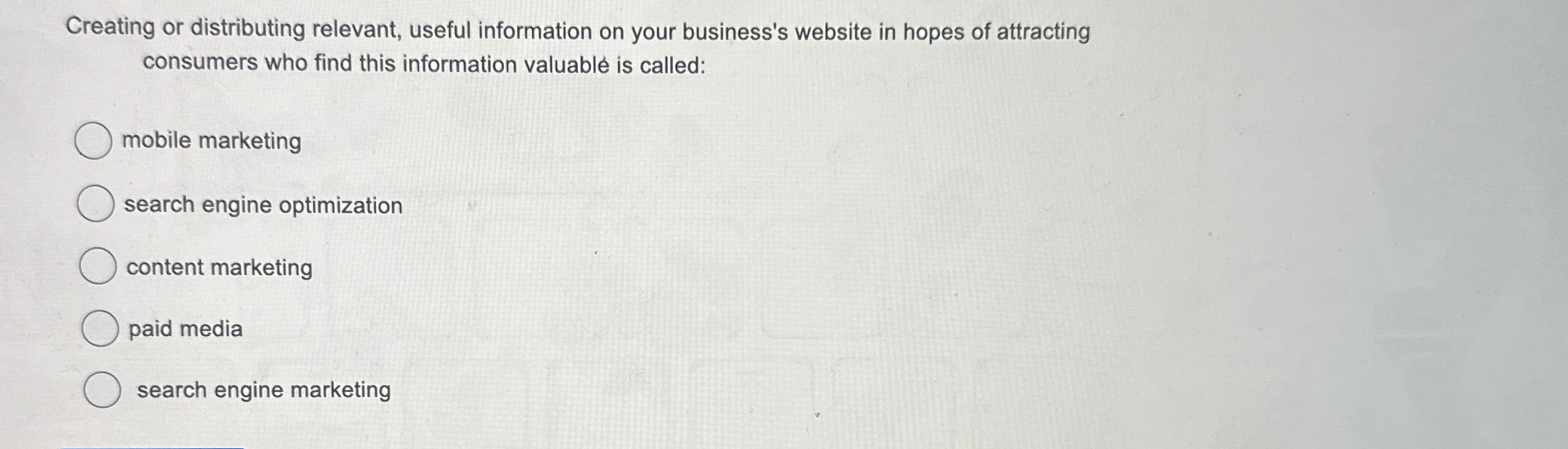 Solved Creating or distributing relevant, useful information | Chegg.com