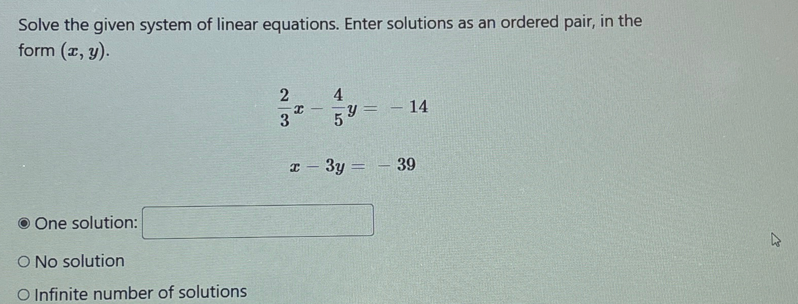 Solved Solve the given system of linear equations. Enter | Chegg.com