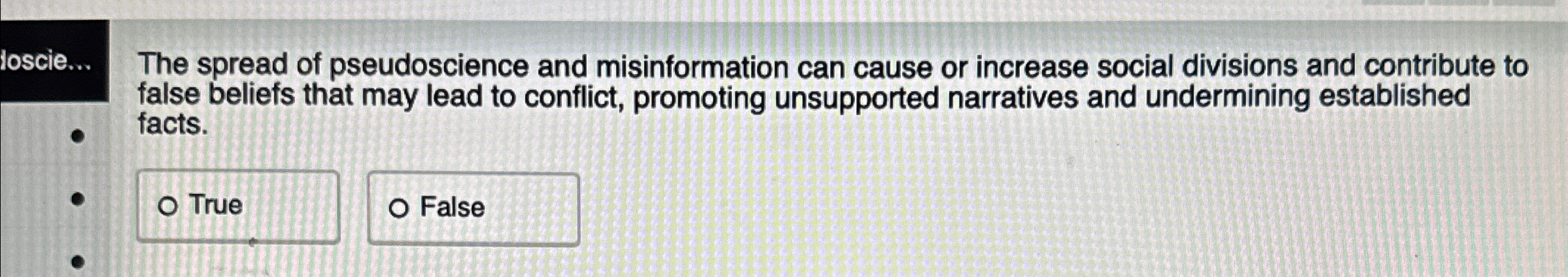 Solved The spread of pseudoscience and misinformation can | Chegg.com
