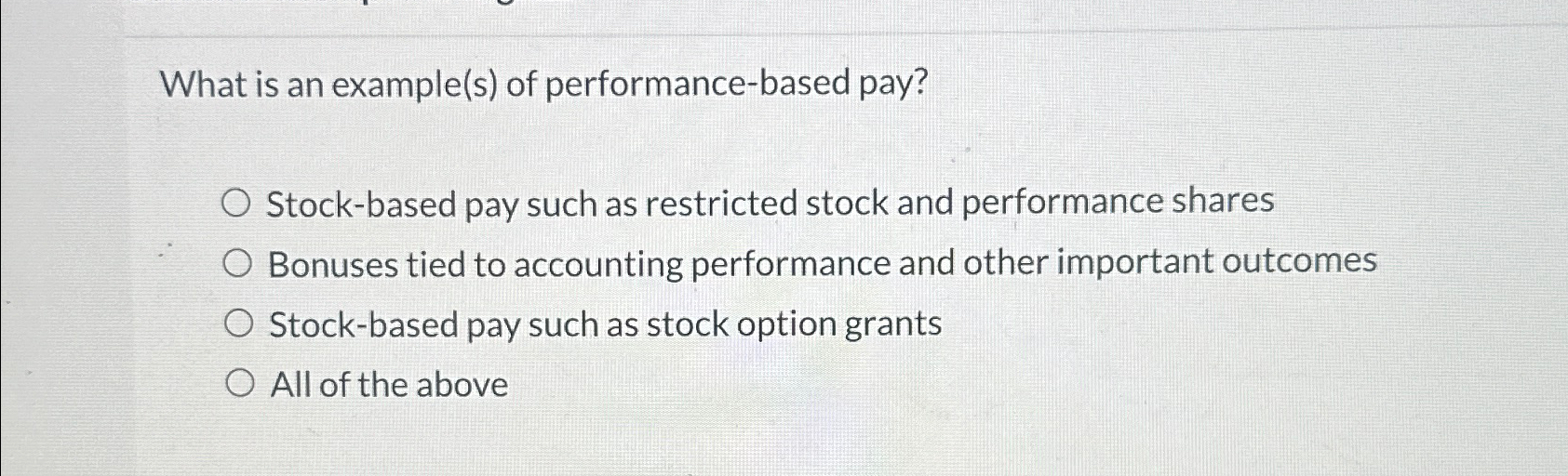 Solved What is an example(s) ﻿of performance-based | Chegg.com