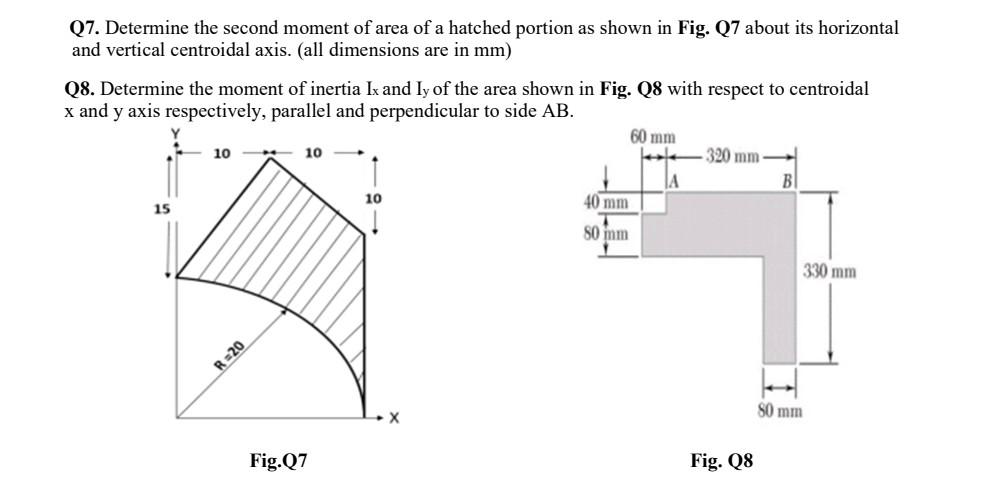 Solved Q7. Determine the second moment of area of a hatched | Chegg.com