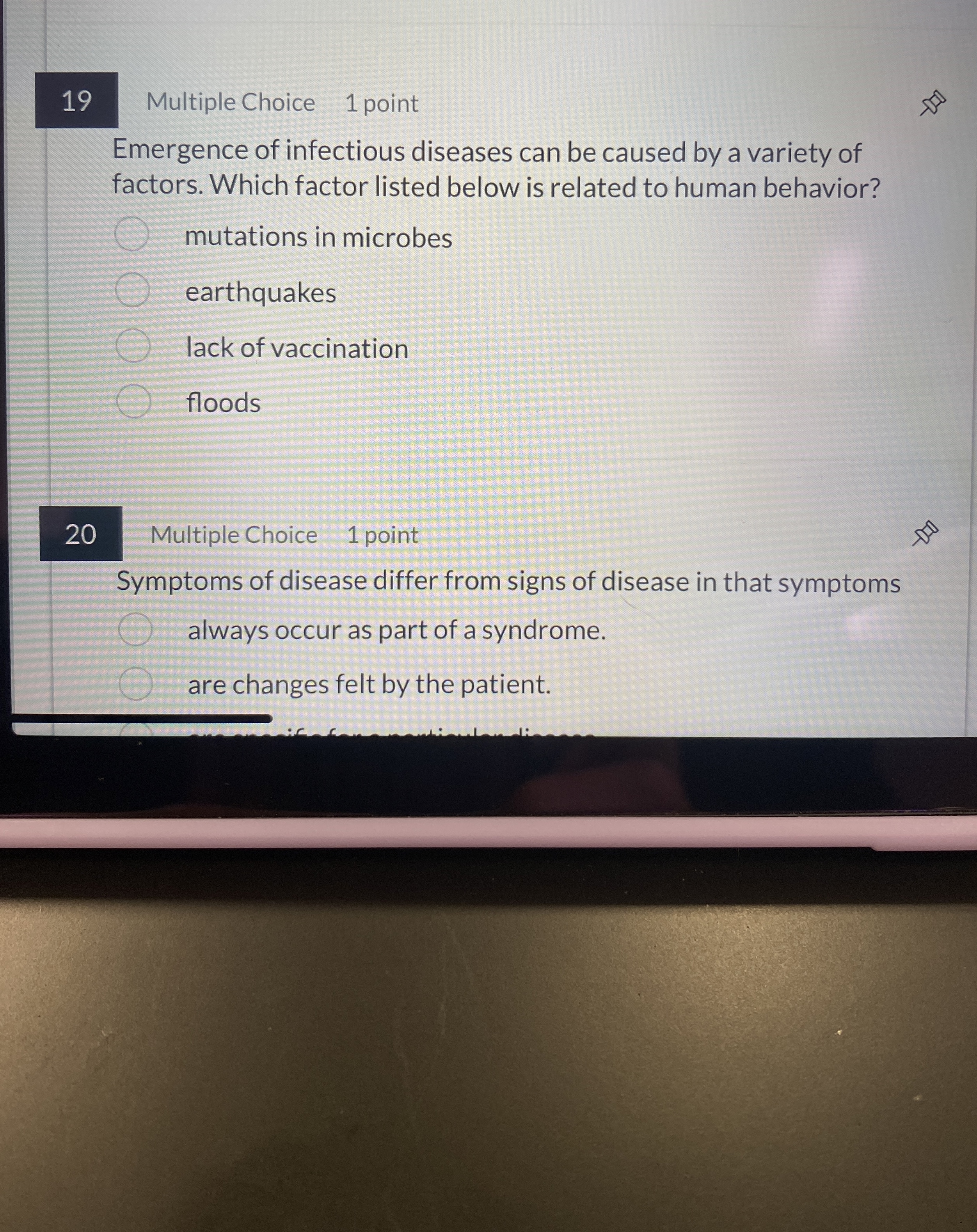 Solved 19Multiple Choice1 ﻿pointEmergence of infectious | Chegg.com