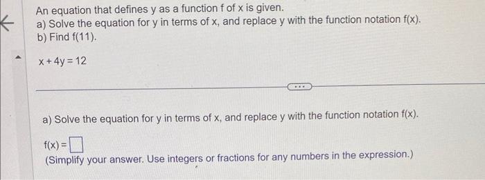 Solved An equation that defines y as a function f of x is | Chegg.com