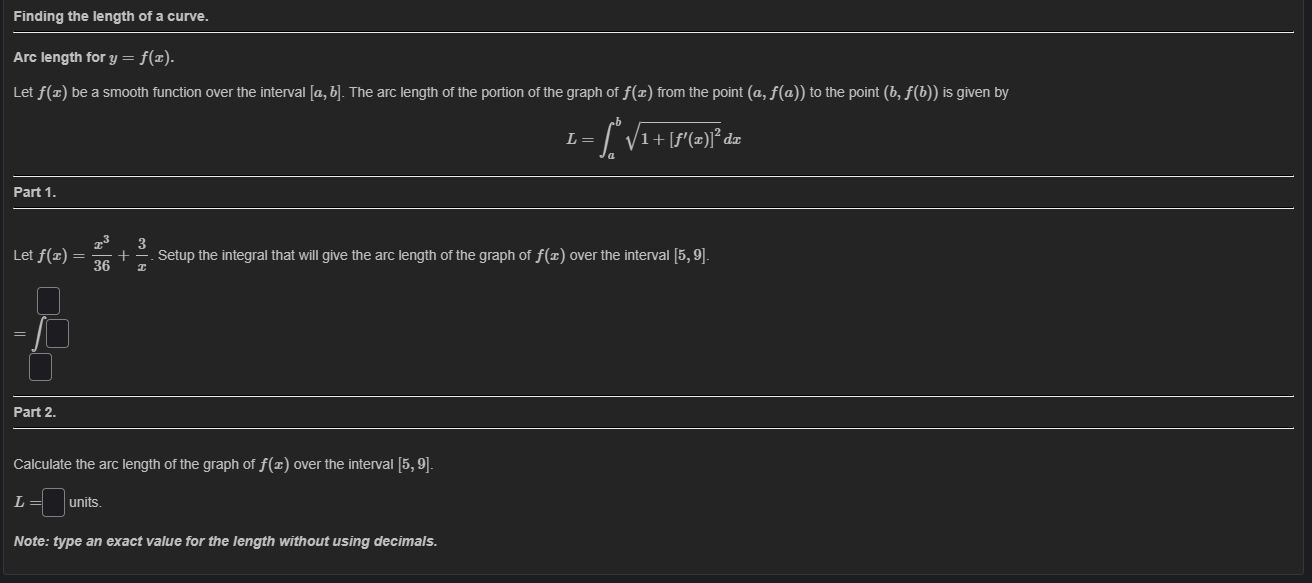 Solved Finding the length of a curve.Arc length for | Chegg.com