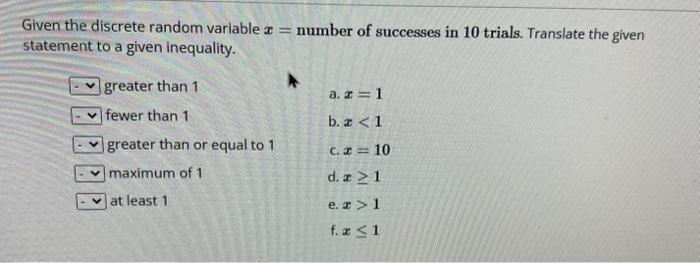 Solved Given the discrete random variable x= number of | Chegg.com