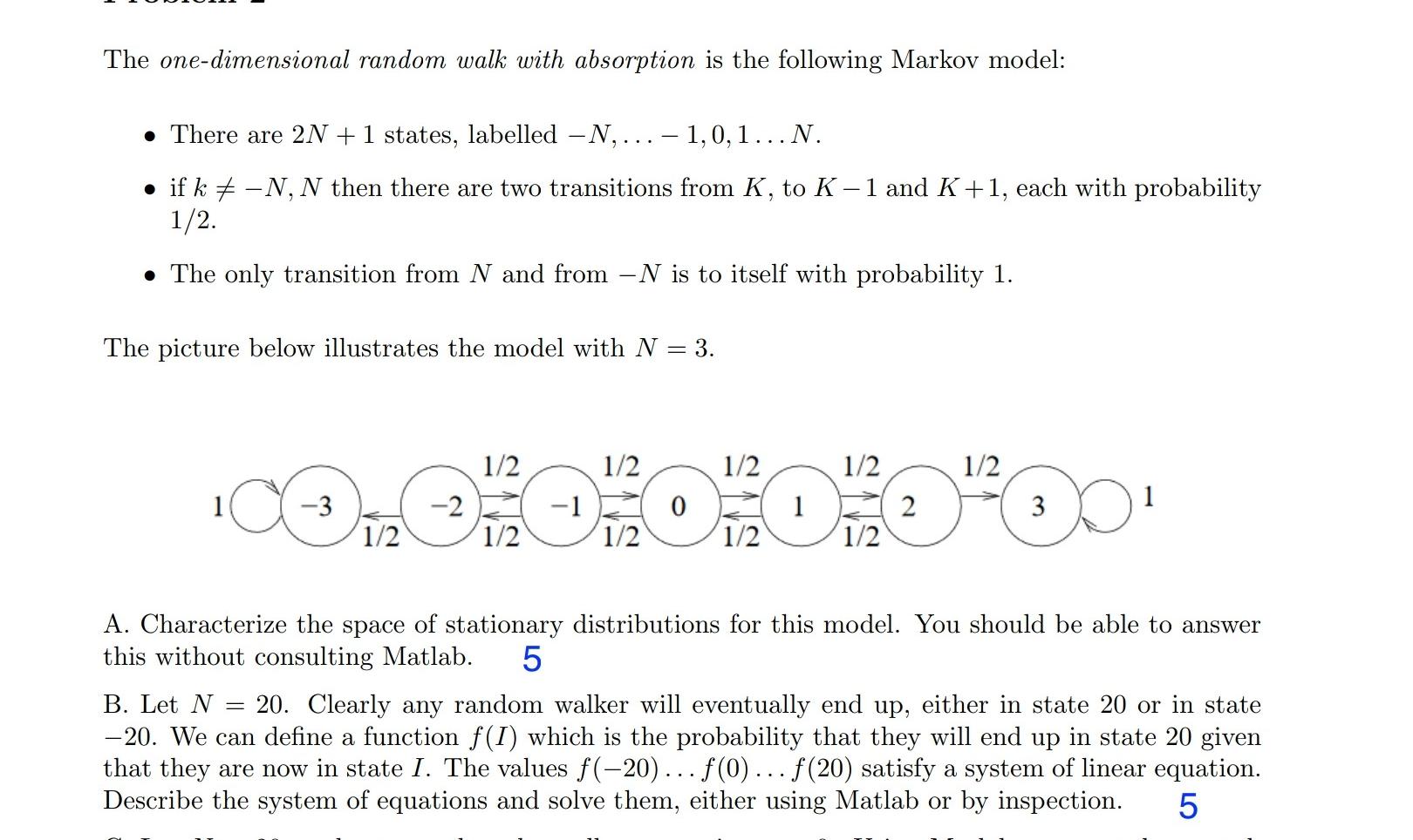 Solved The one-dimensional random walk with absorption is | Chegg.com