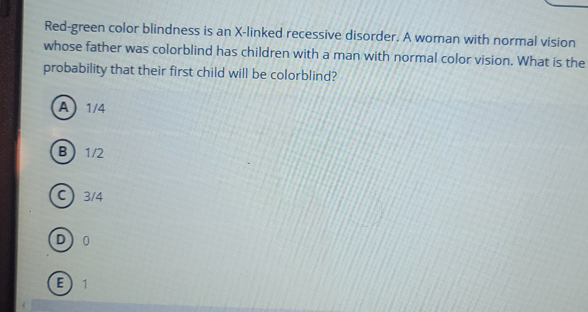 Solved Red-green color blindness is an X-linked recessive | Chegg.com