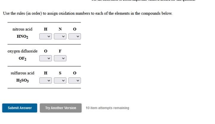 Solved Use the rules (in order) to assign oxidation numbers | Chegg.com
