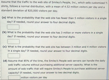 Solved Assume that the traffic to the web site of Smiley's | Chegg.com