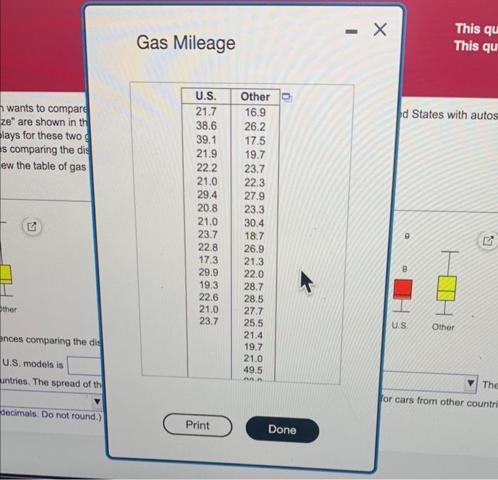Solved A consumer orgarization wants to compare gas mileage | Chegg.com
