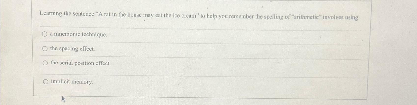 Solved Learning the sentence "A rat in the house may eat the | Chegg.com