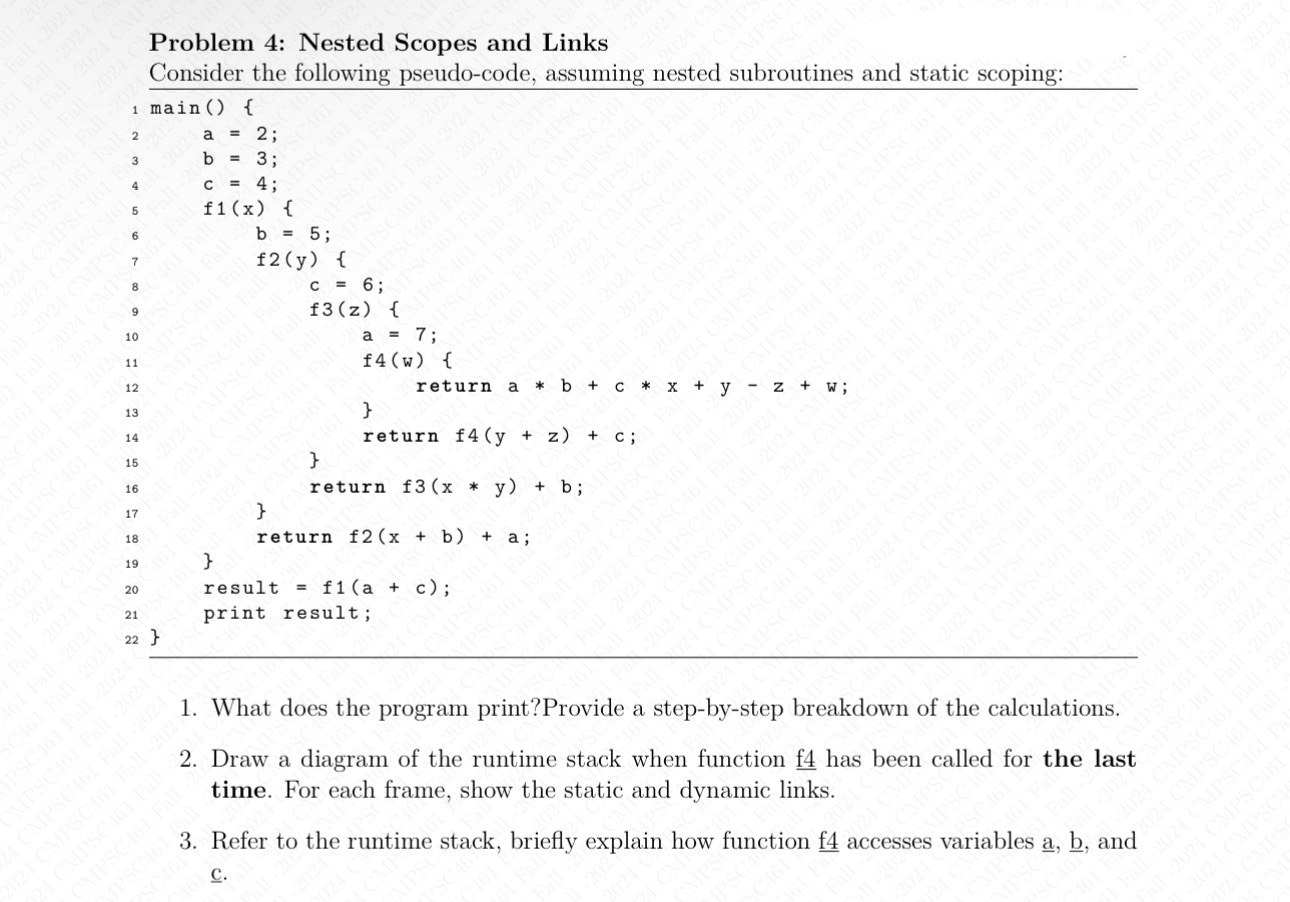 Solved Problem 4: Nested Scopes and LinksConsider the | Chegg.com