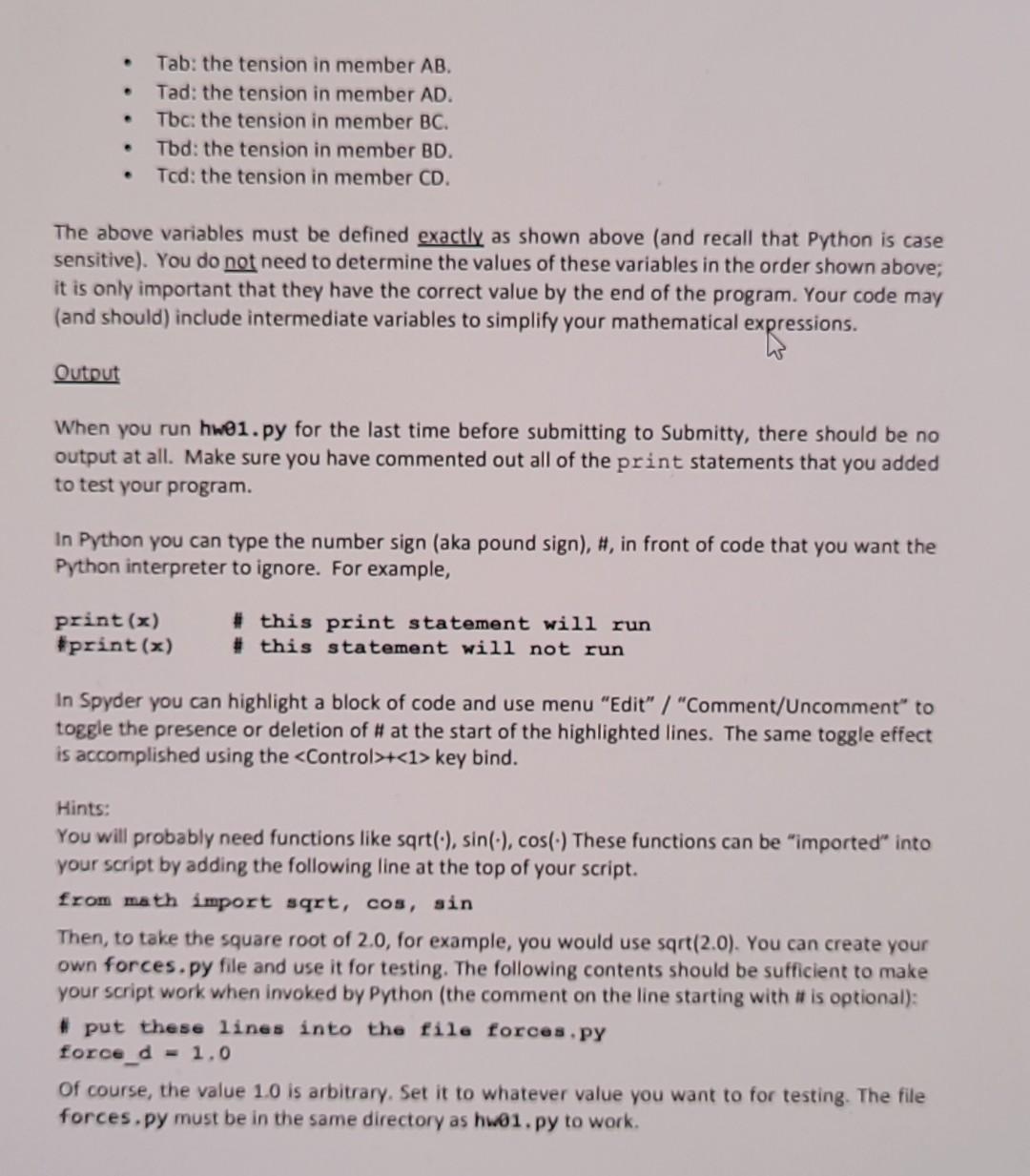 - Tab: the tension in member AB. - Tad: the tension | Chegg.com