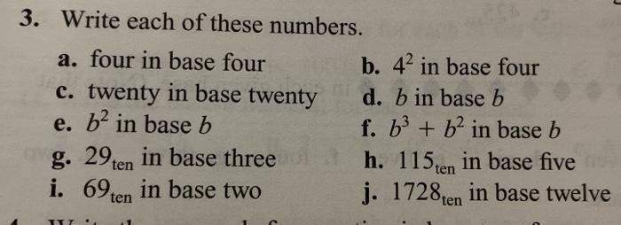 Solved 3. Write each of these numbers. a. four in base four | Chegg.com