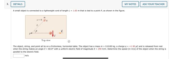 Solved A small object is connected to a lightweight cord of | Chegg.com