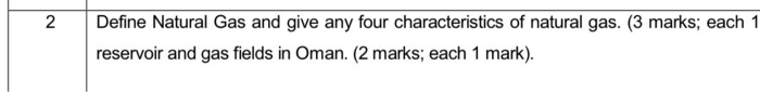 Solved N Define Natural Gas and give any four | Chegg.com