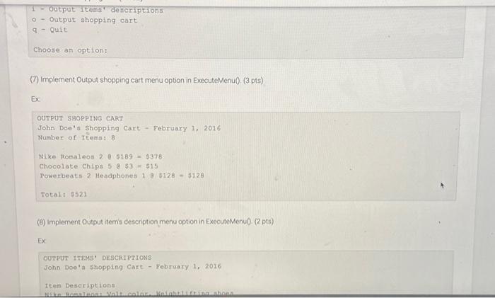 Solved (4) Implement the PrintMenu0 function in main cpp to | Chegg.com