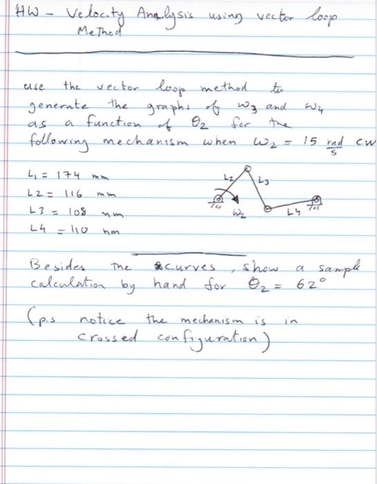 Solved Hw Velocity Analysis Using Vector Loop Else The 2633