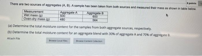 Solved There are two sources of aggregates (A, B). A sample | Chegg.com
