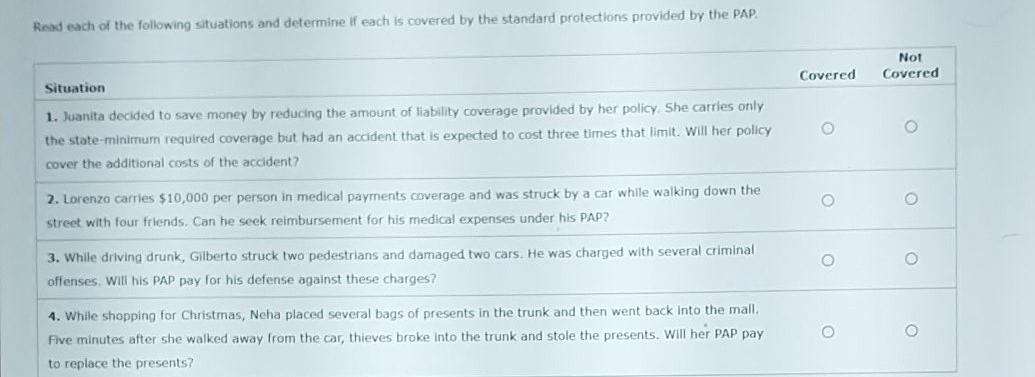 Solved Read each of the following situations and determine | Chegg.com