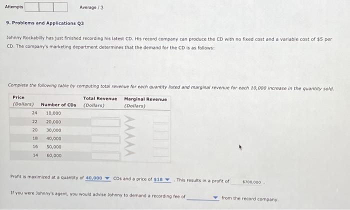 Solved Attempts 9. Problems and Applications Q3 Average/3 | Chegg.com