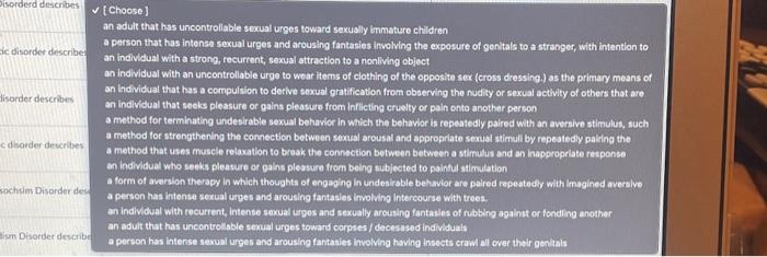 Solved Covert Sensitization is [Choose Orgasmic | Chegg.com