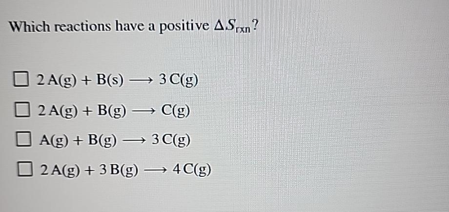 Solved Which reactions have a positive | Chegg.com