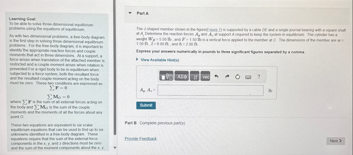 Solved Learning Goal:To be able to solve three-dimensional | Chegg.com
