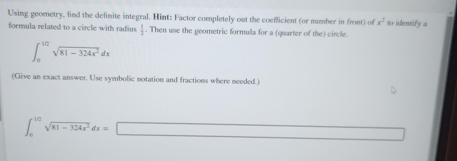 Solved Using geometry, find the definite integral. Hint: | Chegg.com Solved Using geometry, find the definite integral. Hint: | Chegg.com