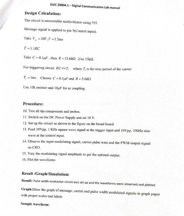 Solved Aim: To generate a pulse width modulated signal | Chegg.com