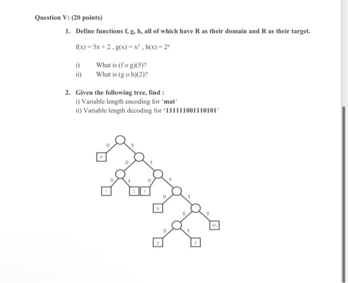 Solved 1 Define Functions F G H All Of Which Have R As