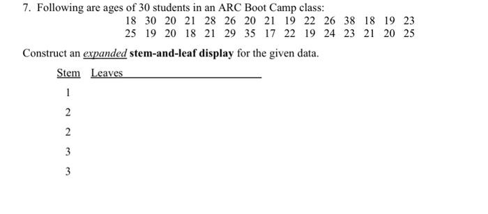Solved Construct an expanded stem-and-leaf display for the | Chegg.com