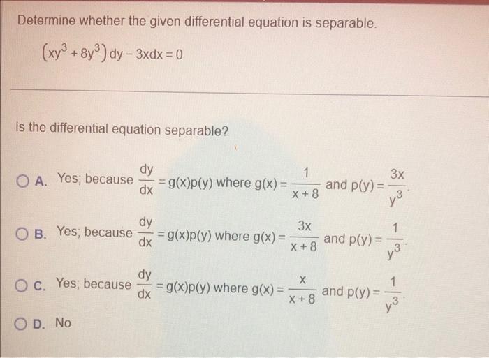 Solved Determine Whether The Given Differential Equation Is
