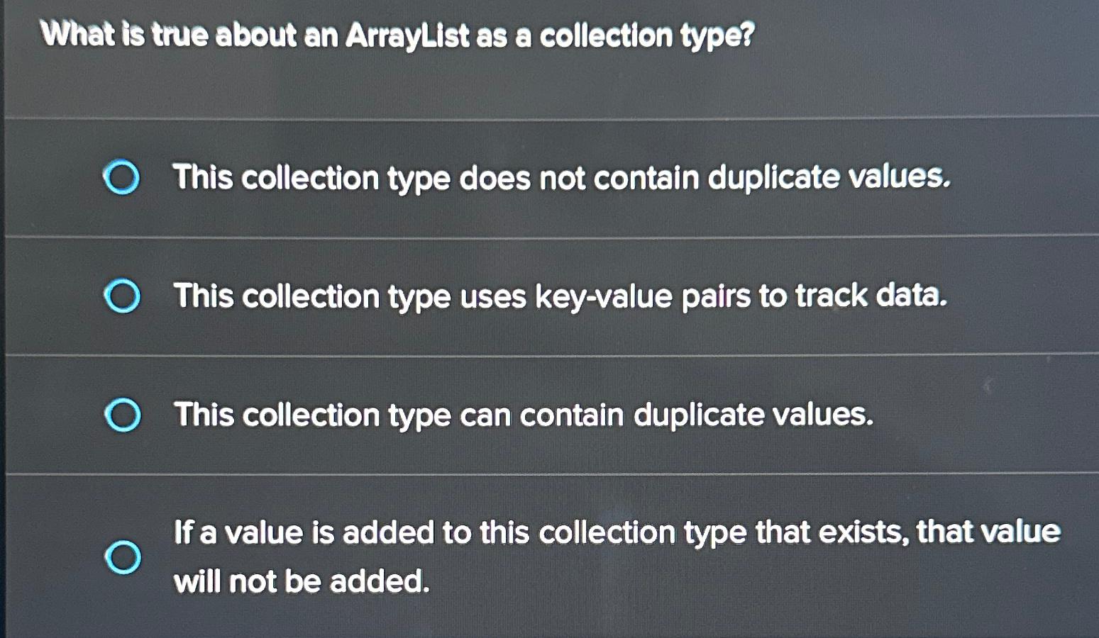 Solved What is true about an Arraylist as a collection | Chegg.com
