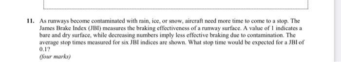Solved 11. As runways become contaminated with rain, ice, or | Chegg.com