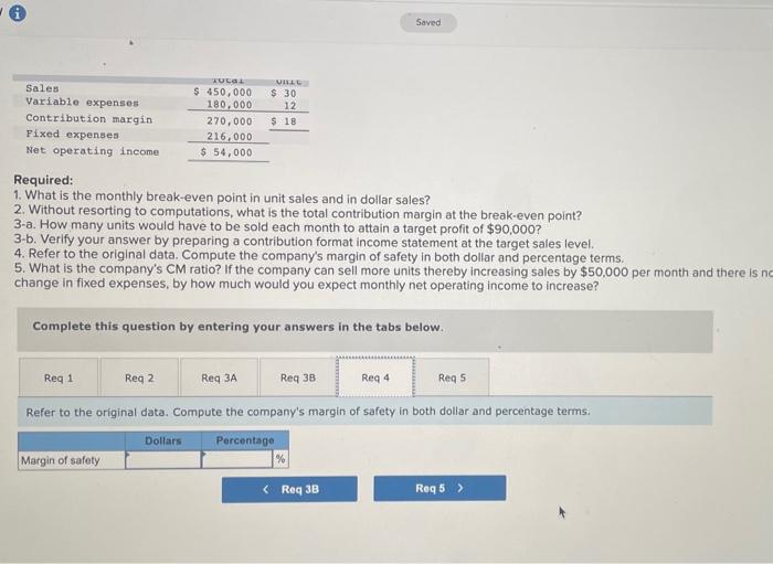 Solved Exercise 5-18 (Static) Break-Even and Target Profit | Chegg.com