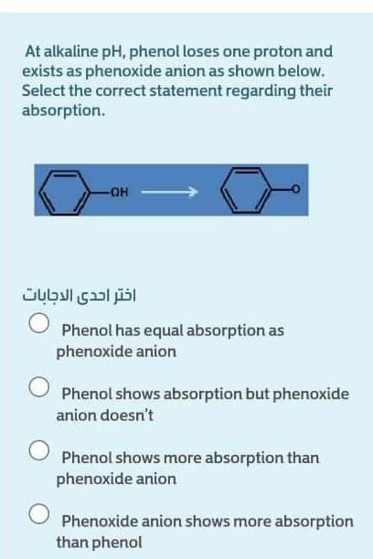 Solved At alkaline pH, phenol loses one proton and exists as | Chegg.com