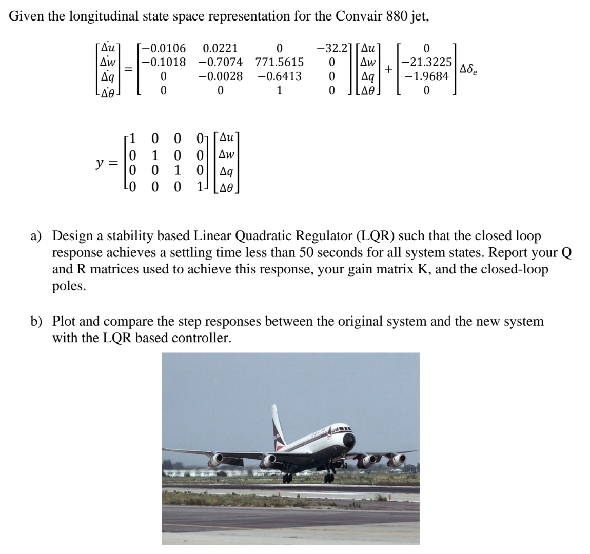 Given the longitudinal state space representation for | Chegg.com