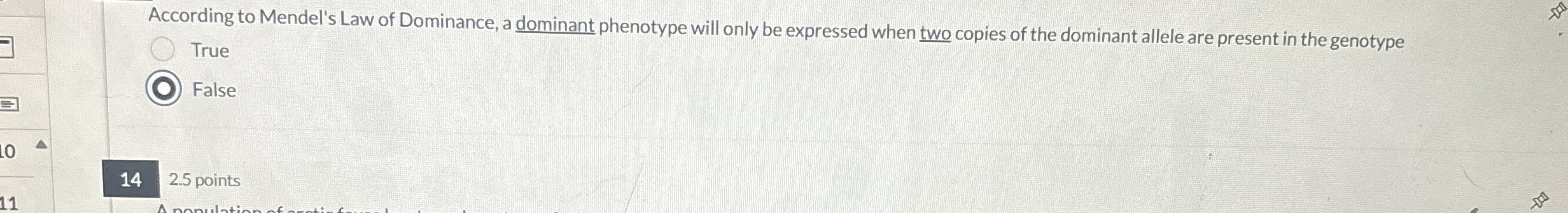 Solved According to Mendel's Law of Dominance, a dominant | Chegg.com
