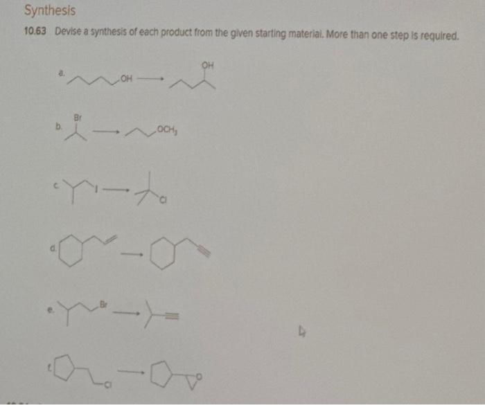 Solved 10.63 Devise a synthesis of each product from the | Chegg.com
