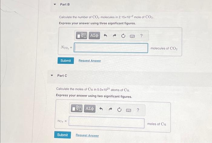 Solved Part B Calculate the number of CO2 molecules in | Chegg.com