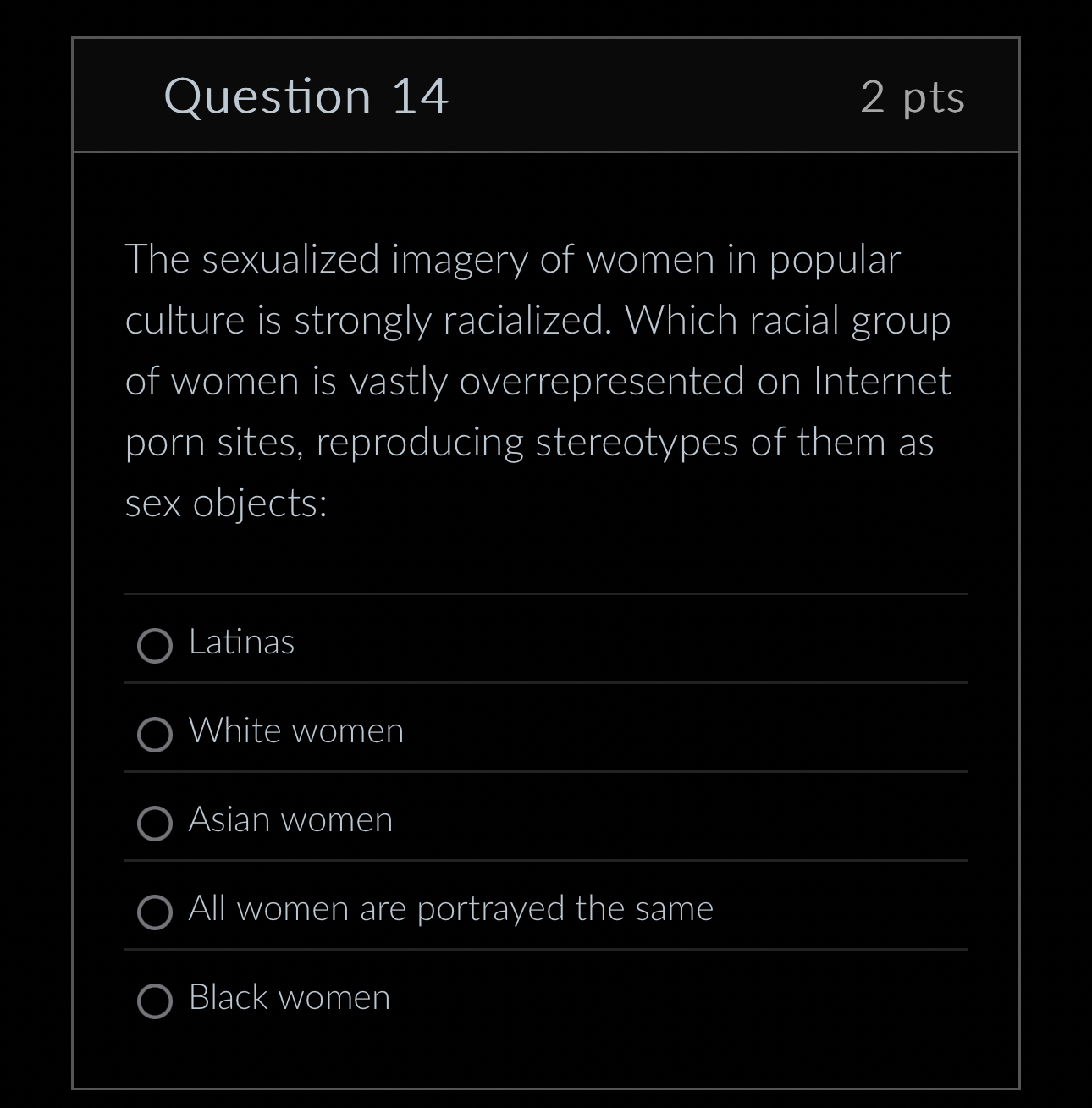Question 142 ﻿ptsThe sexualized imagery of women in | Chegg.com