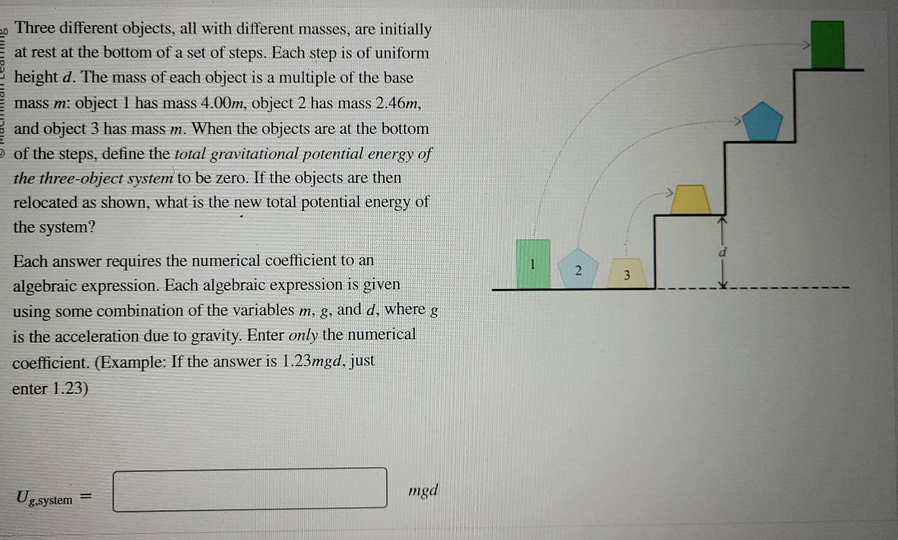 Solved Three different objects, all with different masses, | Chegg.com