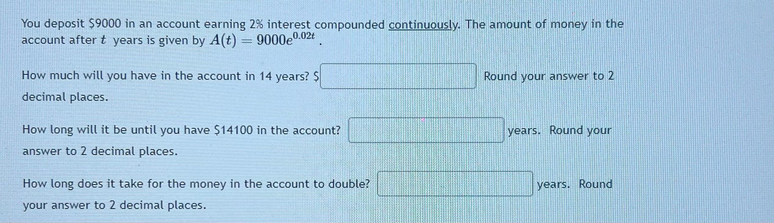 You deposit $9000 ﻿in an account earning 2% ﻿interest | Chegg.com