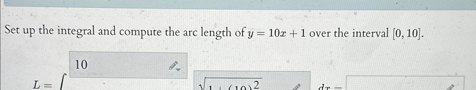 Solved Set up the integral and compute the arc length of | Chegg.com